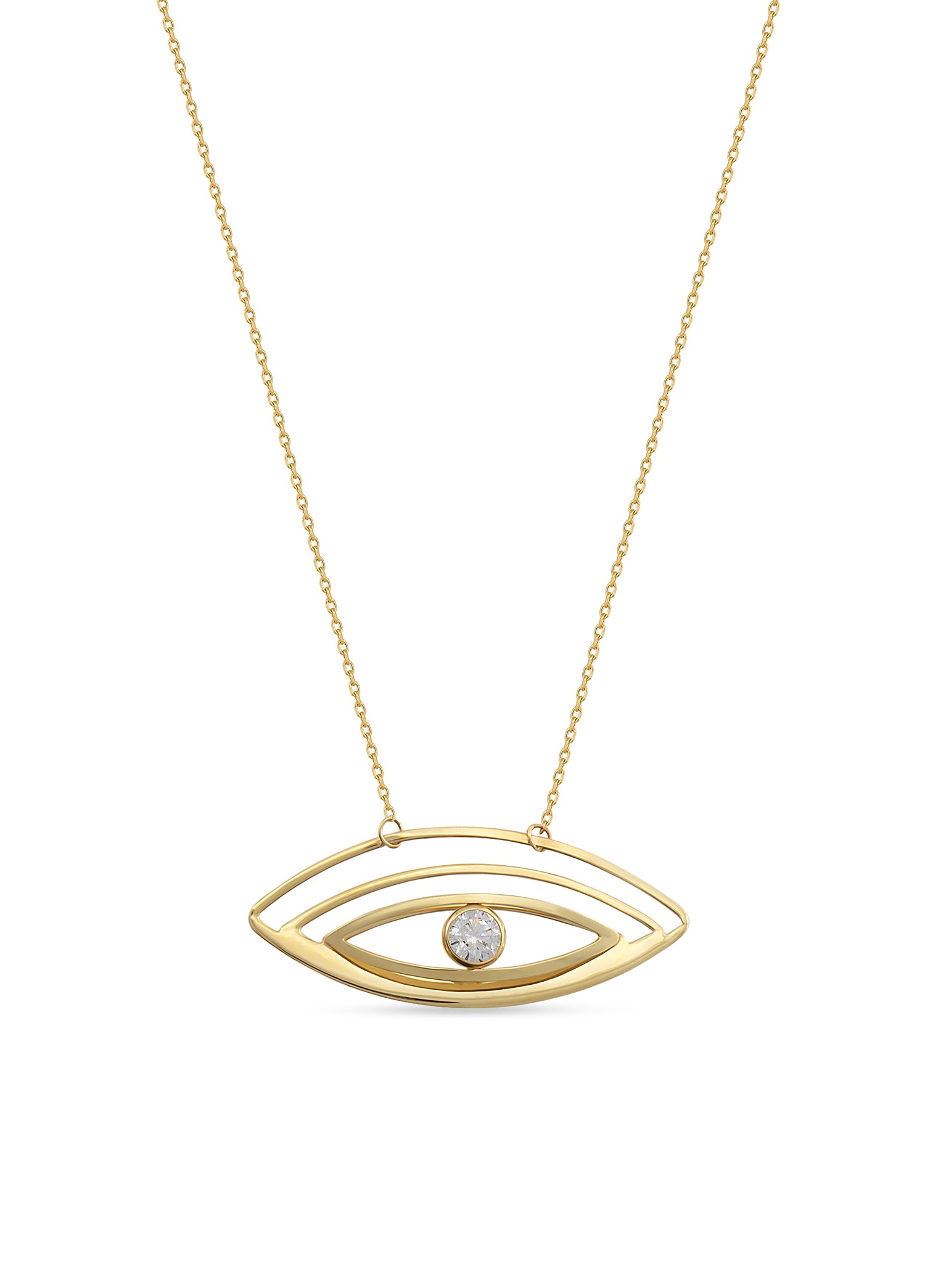 Glass Evil Eye 14 Ayar Altın Kadın Kolye – OrenaJewelry