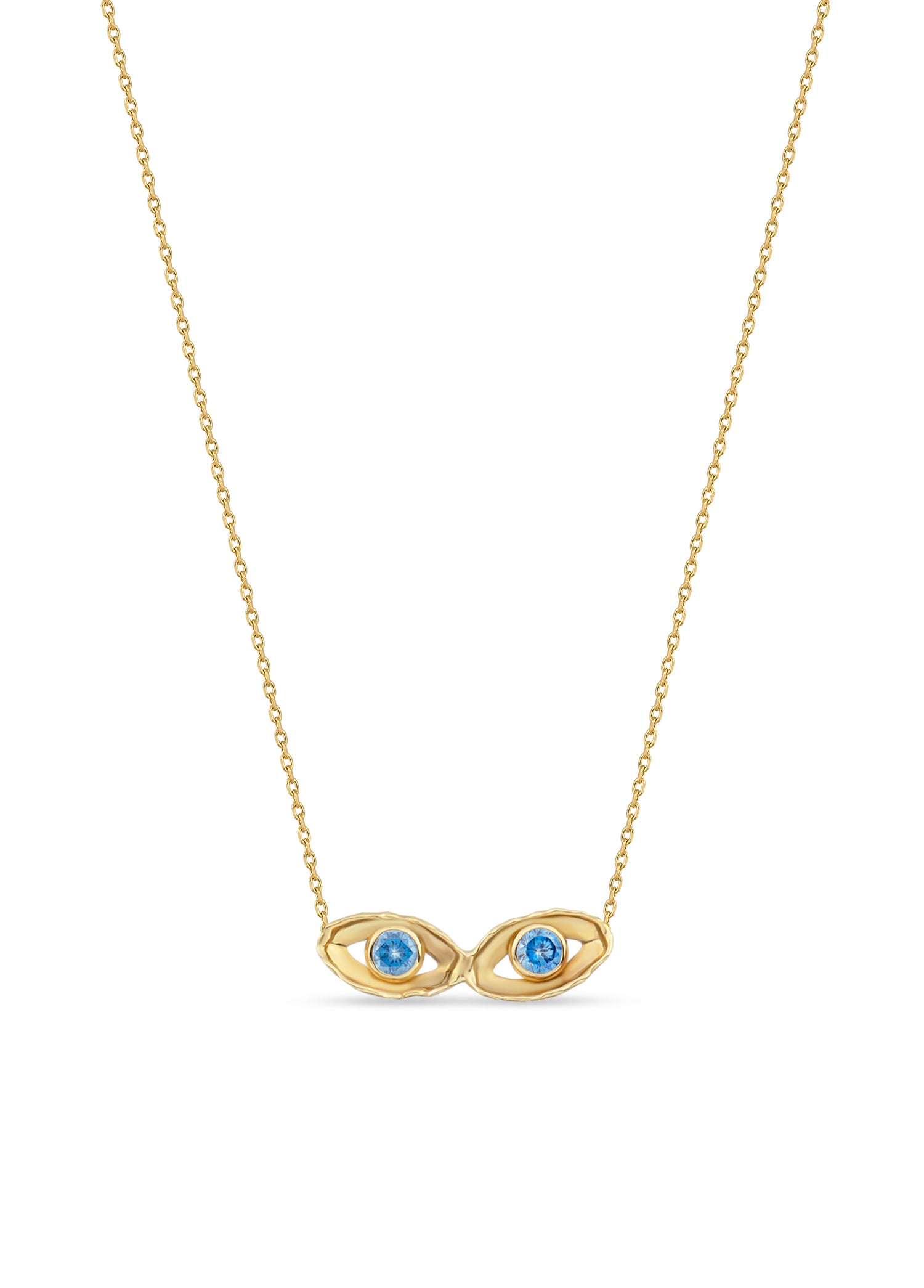 Blue Evil Eye Taşlı 14 Ayar Altın Kadın Kolye – OrenaJewelry
