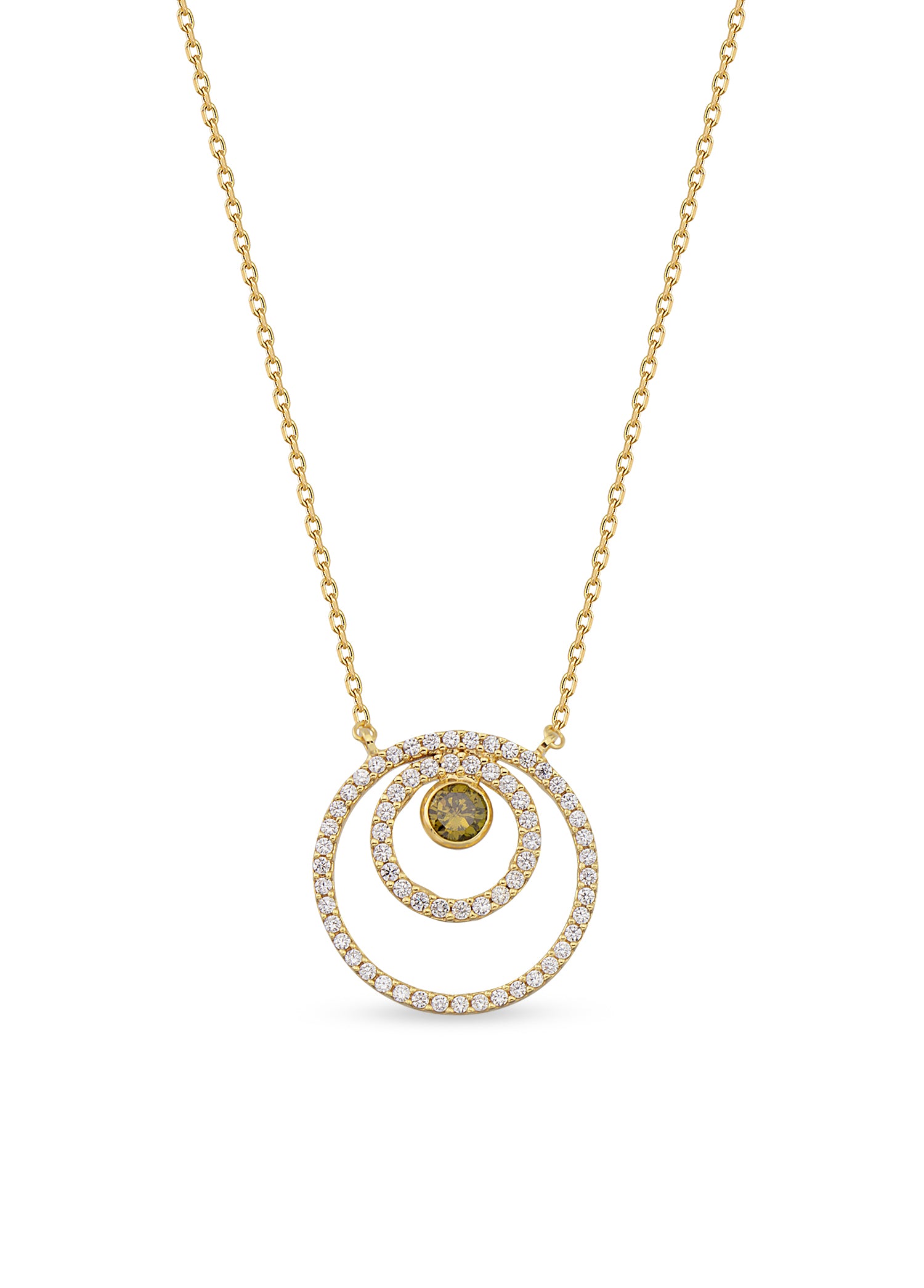 Circle Green 24 Ayar Altın Kaplama Kolye – OrenaJewelry