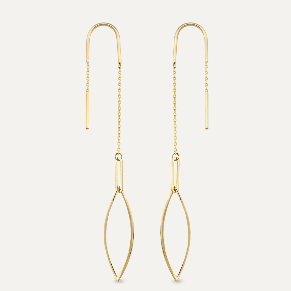 Oval Dangle Earrings in 14K Solid Gold – OrenaJewelry