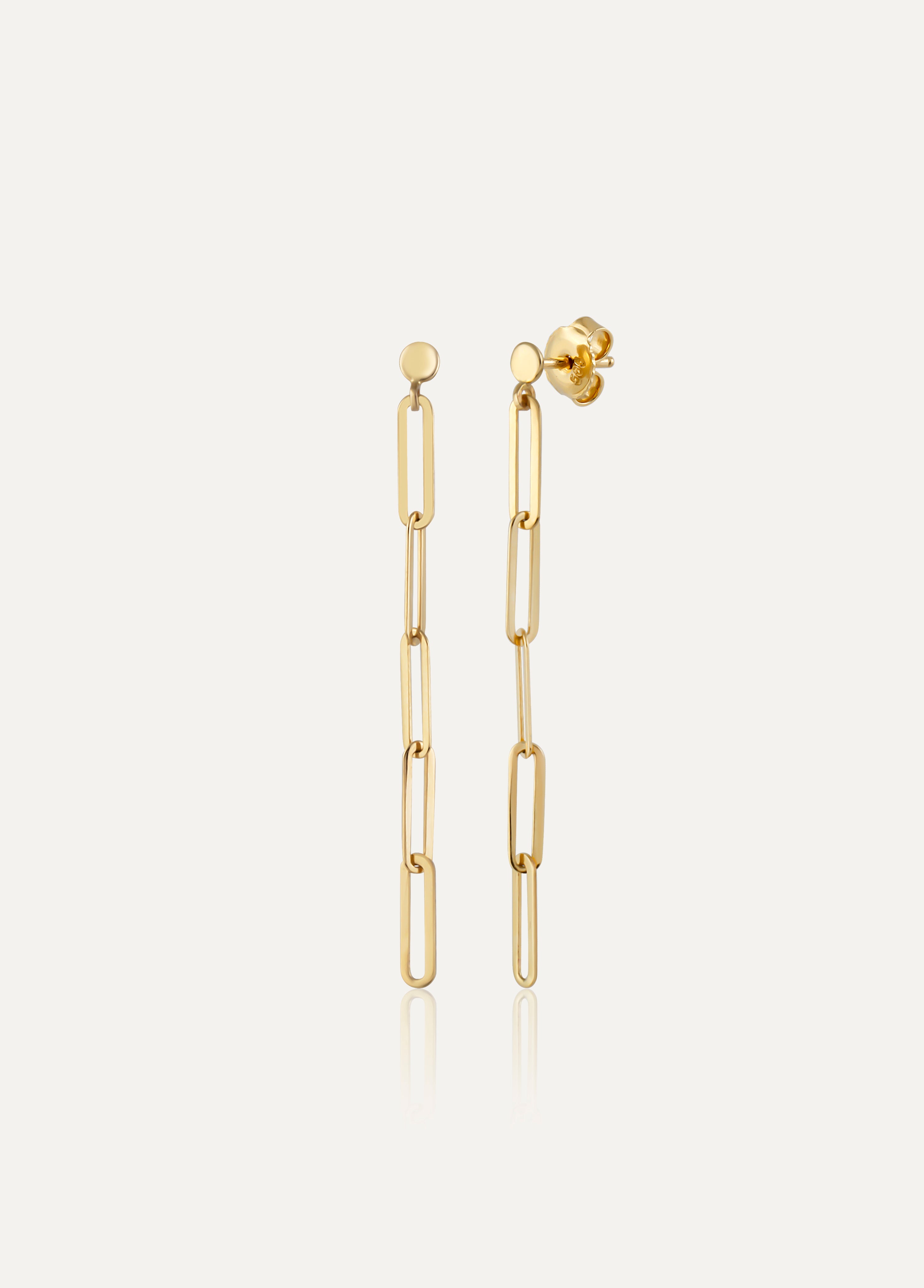 Paperclip Drop Earrings in 14K Solid Gold – OrenaJewelry